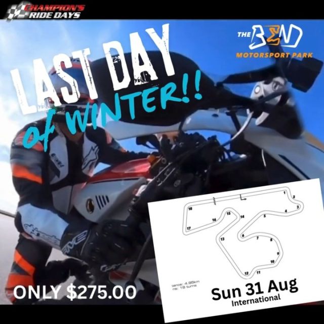 The Bend Motorsport Park **20-21 April 2024 DOUBLE** – Champions Ride Days